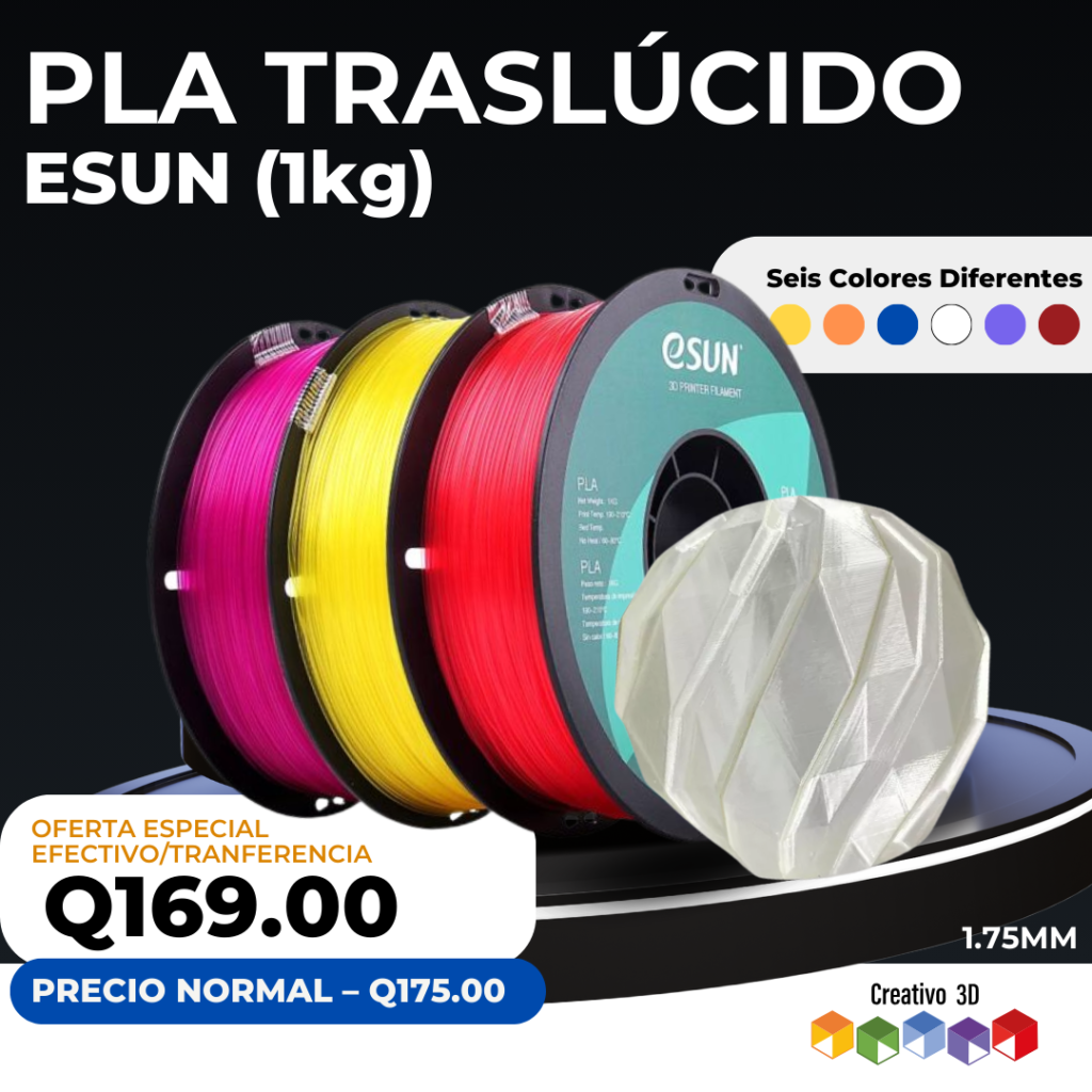 Filamento eSun PLA Traslúcido 1KG - 1.75mm - Creativo 3D