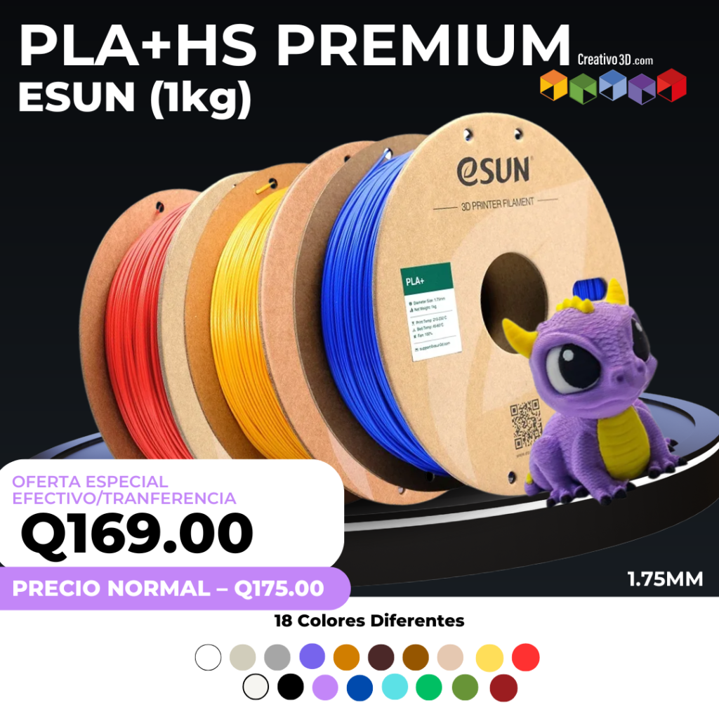Filamento PLA+ eSun (25 colores diferentes) 1KG - 1.75mm - Creativo 3D