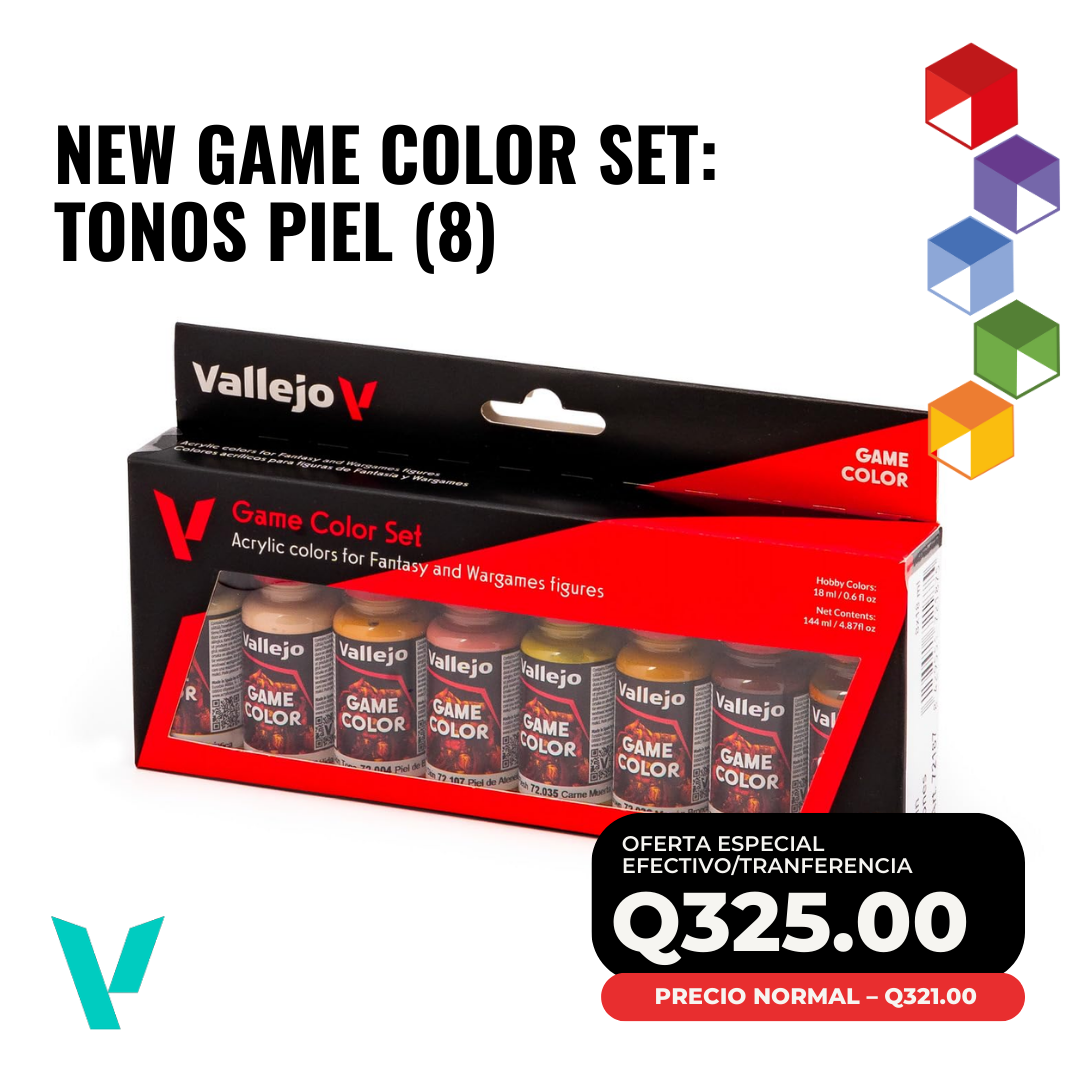 Vallejo Game Color Set 72.187 Tonos Piel – 8 colores de 18 ml - Creativo 3D
