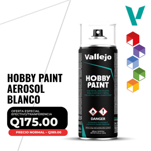 Vallejo - Primer Hobby Paint en Aerosol: Blanco 400ml - Creativo 3D